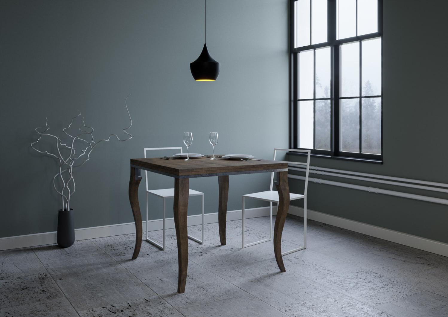 Tavolo apribile 90x90/180 cm Olanda Libra Noce telaio grigio | Leroy Merlin