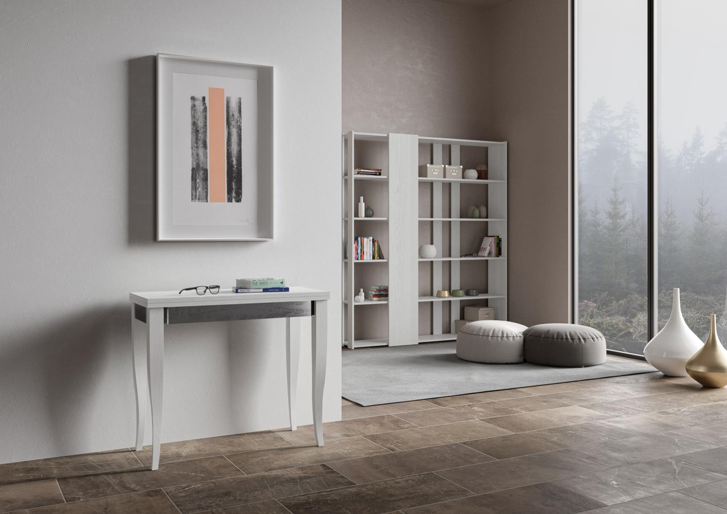 Consolle apribile 90x45/90 cm Sciabola Librox Bianco Frassino telaio ...