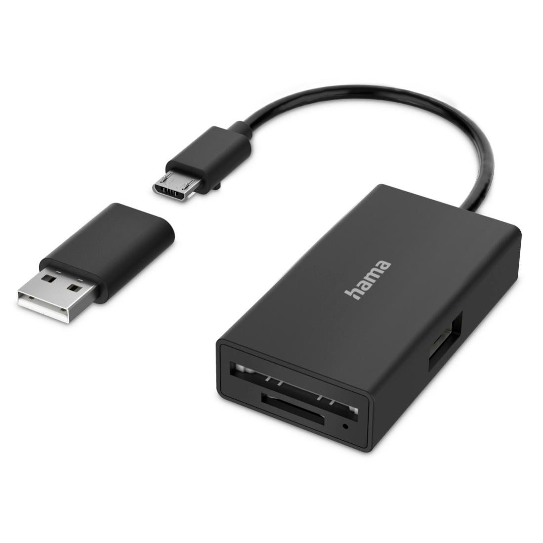 Hama | HUB USB OTG con 3 puertos (Lector tarjetas SD Y Micro SD, 1 ...