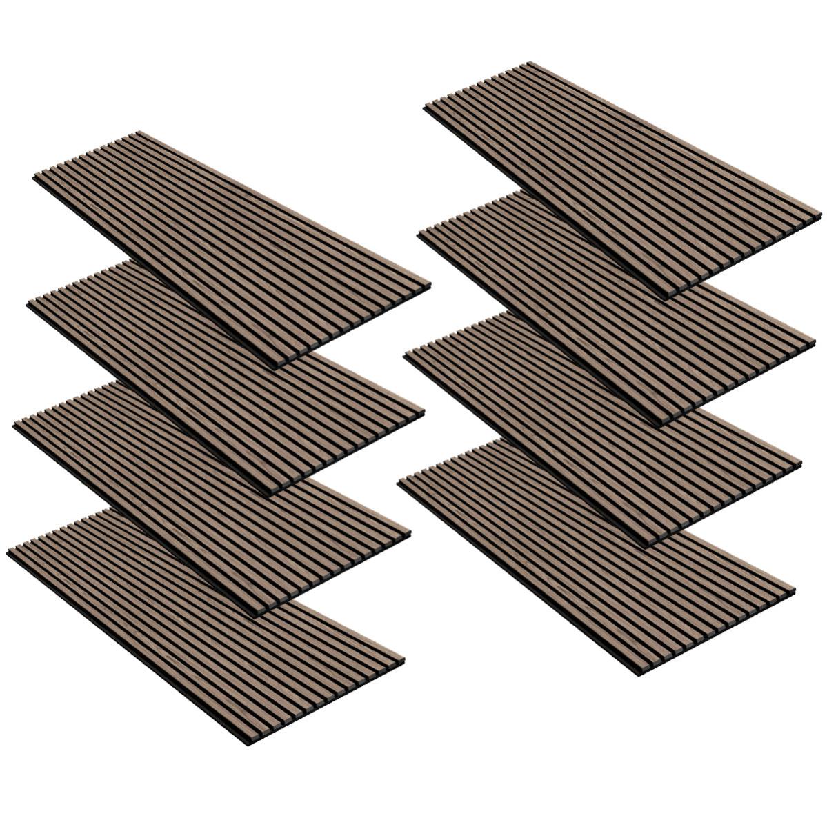 Lot de 8 panneaux muraux CHARLES Noyer Médium MDF 240x60cm | Leroy Merlin