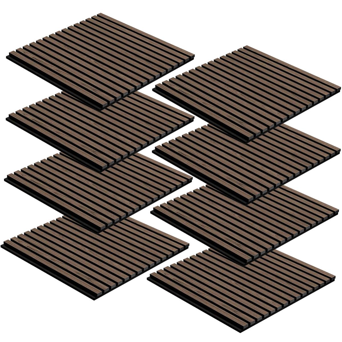 Lot de 8 panneaux muraux CHARLES Noyer Médium MDF 60x60cm | Leroy Merlin