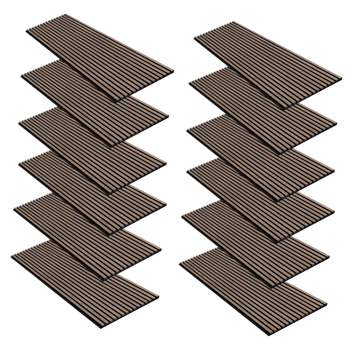 Lot de 12 panneaux muraux CHARLES Noyer Médium MDF 240x60cm | Leroy Merlin