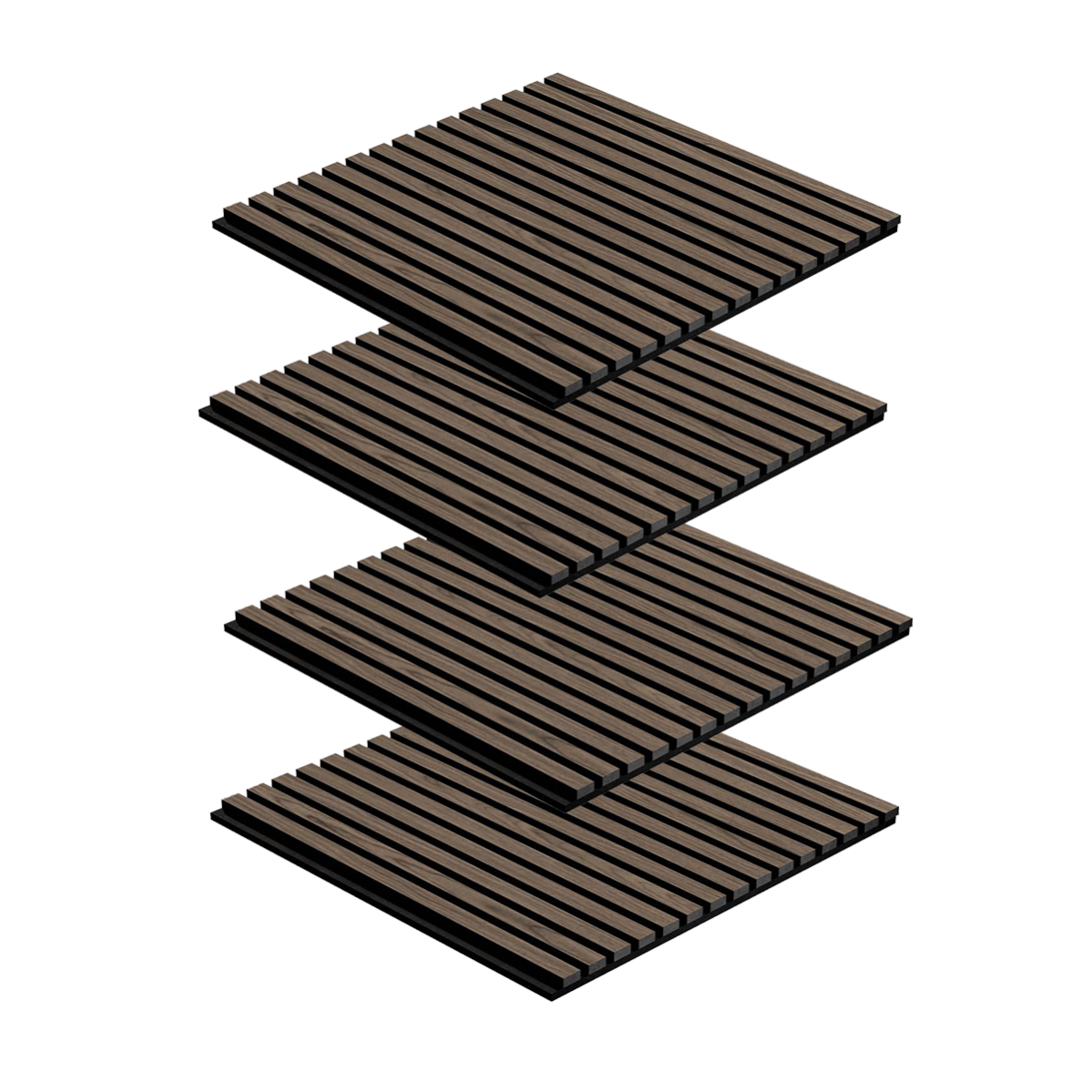 Lot de 4 panneaux muraux CHARLES Noyer Médium MDF 60x60cm | Leroy Merlin