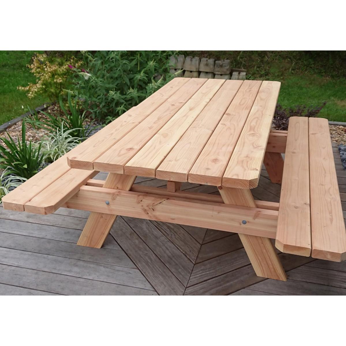Table de jardin en douglas naturel 2m, 4 à 6 places, Maxi-Epaisseur ...