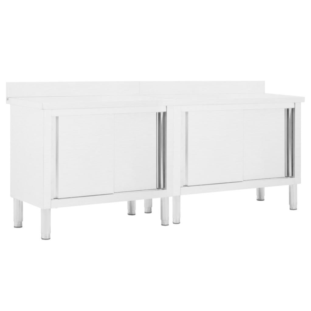 Lot de 2 tables avec portes coulissantes 200 x 50 x (95-97) cm acier ...