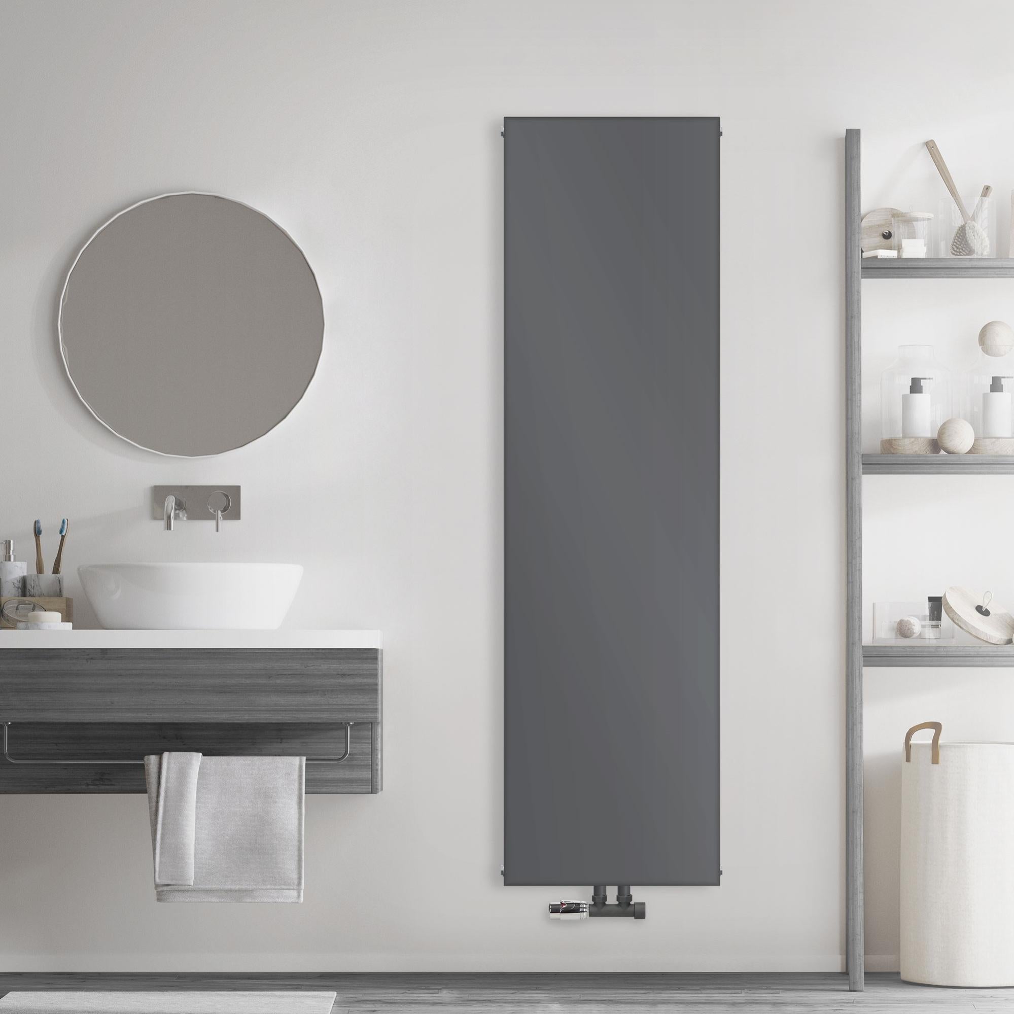 Radiatore piatto calorifero bagno antracite 452x1600 mm con connessione ...