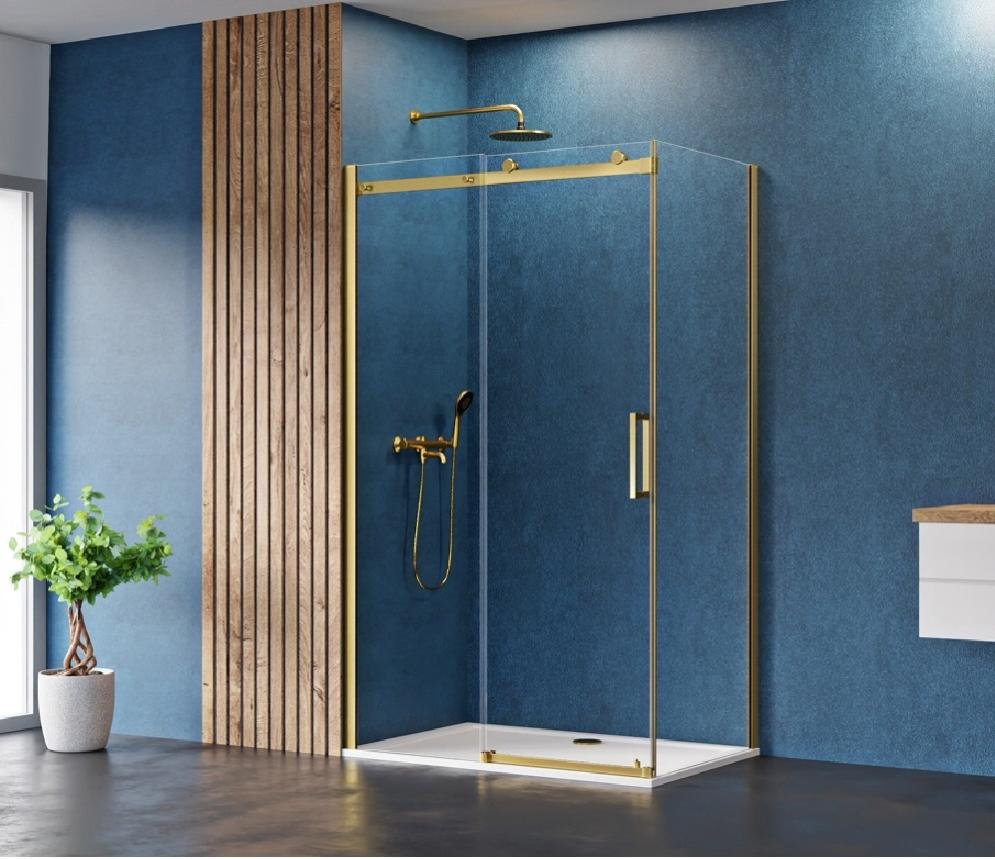 Box doccia scorrevole 120x90 cm oro satinato FIDJI GOLD BRUSHED | Leroy ...