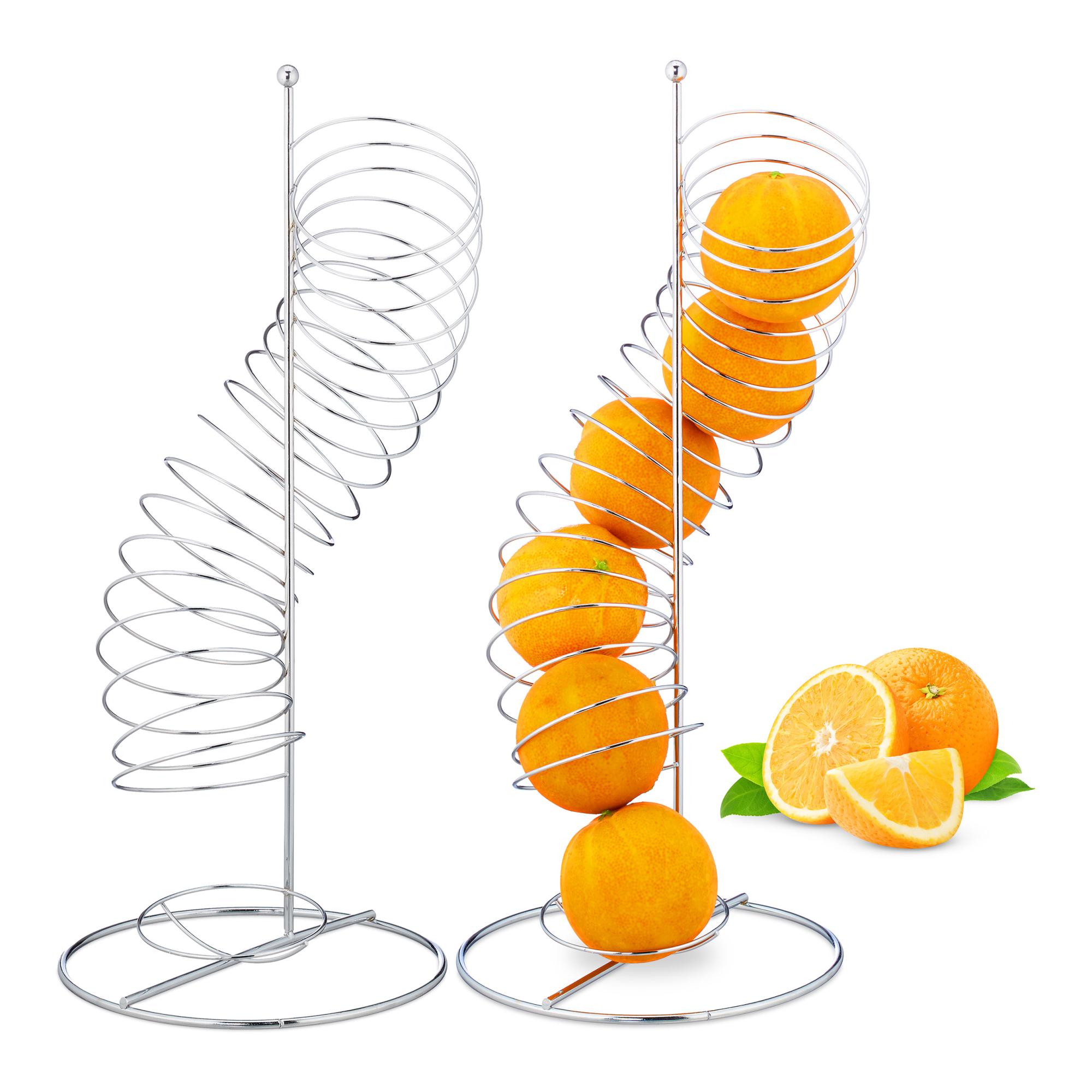 Distributeur à fruits, lot de 2, spirale, métal, panier pour oranges et ...