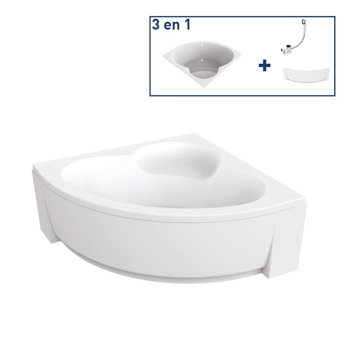 Baignoire d'angle ARTY 140x140cm + tablier + vidage | Leroy Merlin