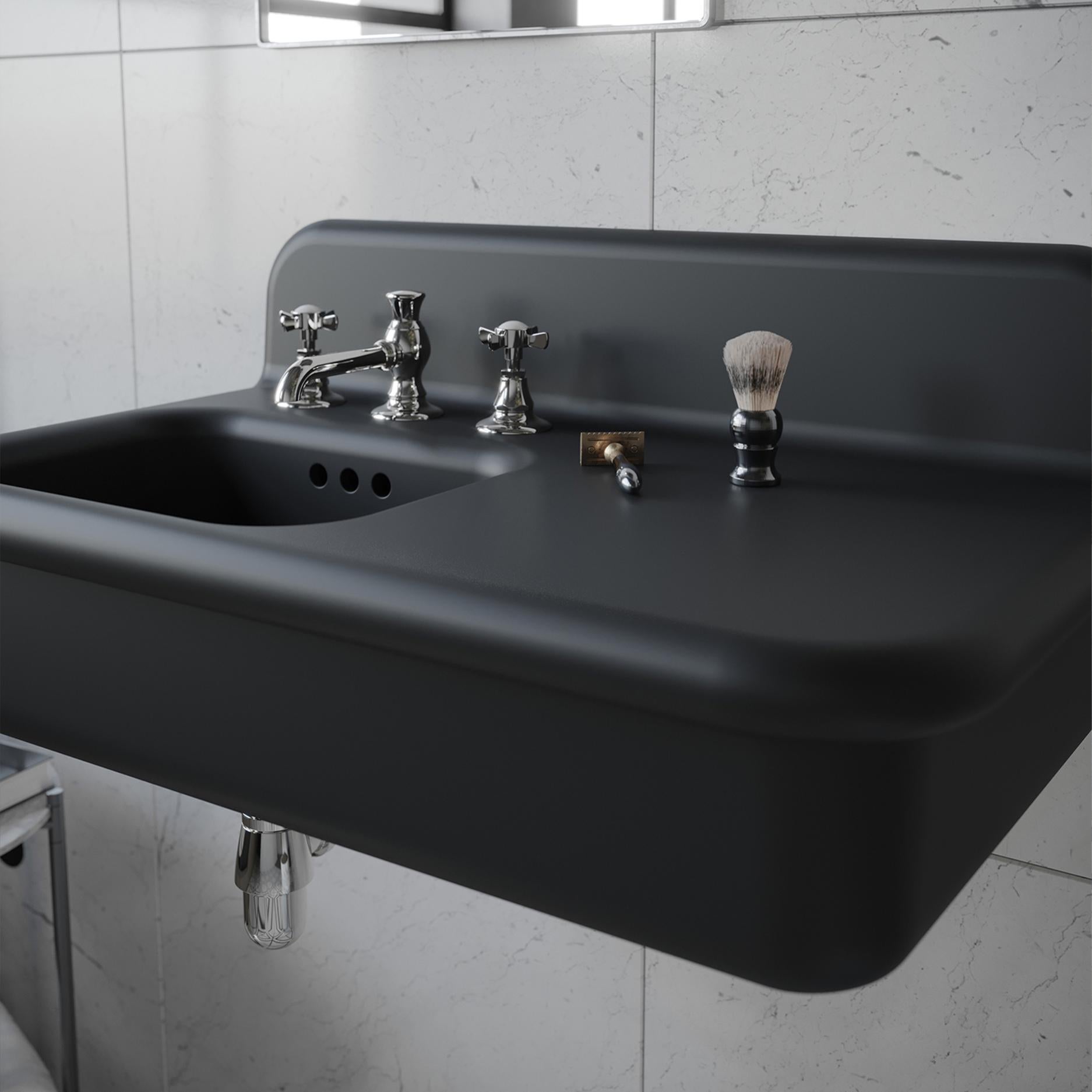 Lavabo Rétro Asimmetrico Nero Opaco 80cm TRUE COLORS LITE firmato BLEU ...