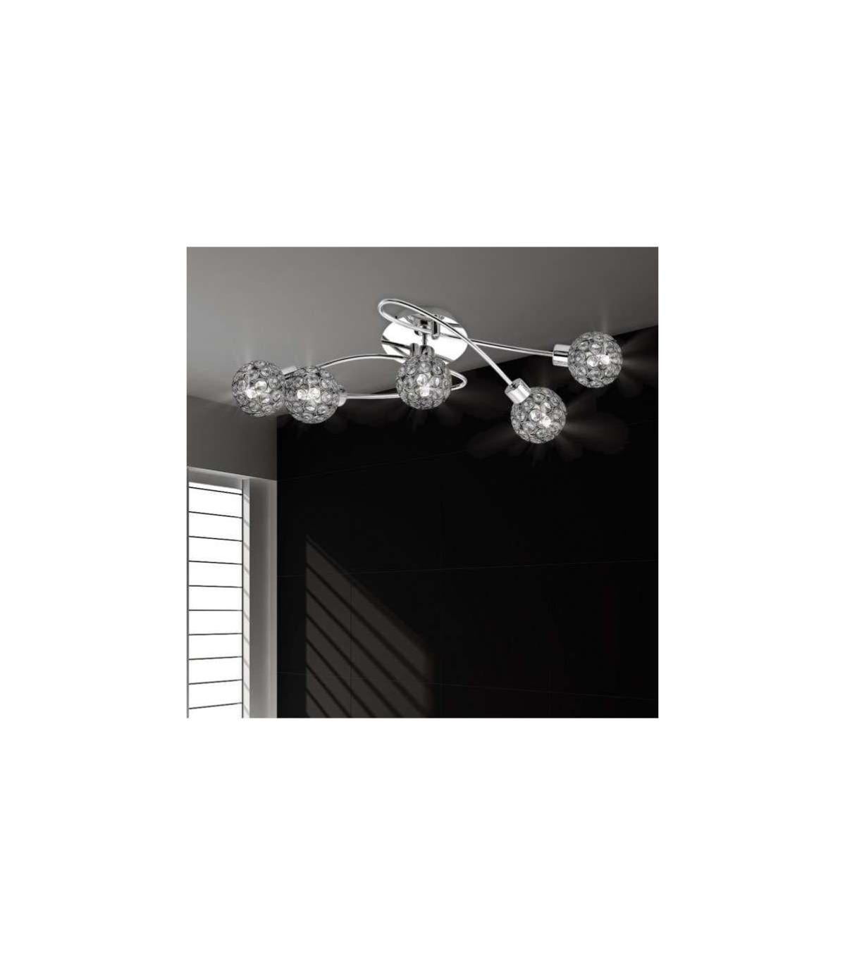 Plafon 5 luces Olivo acabado cromo 20 cm(alto)60 cm(ancho)24 cm(largo ...