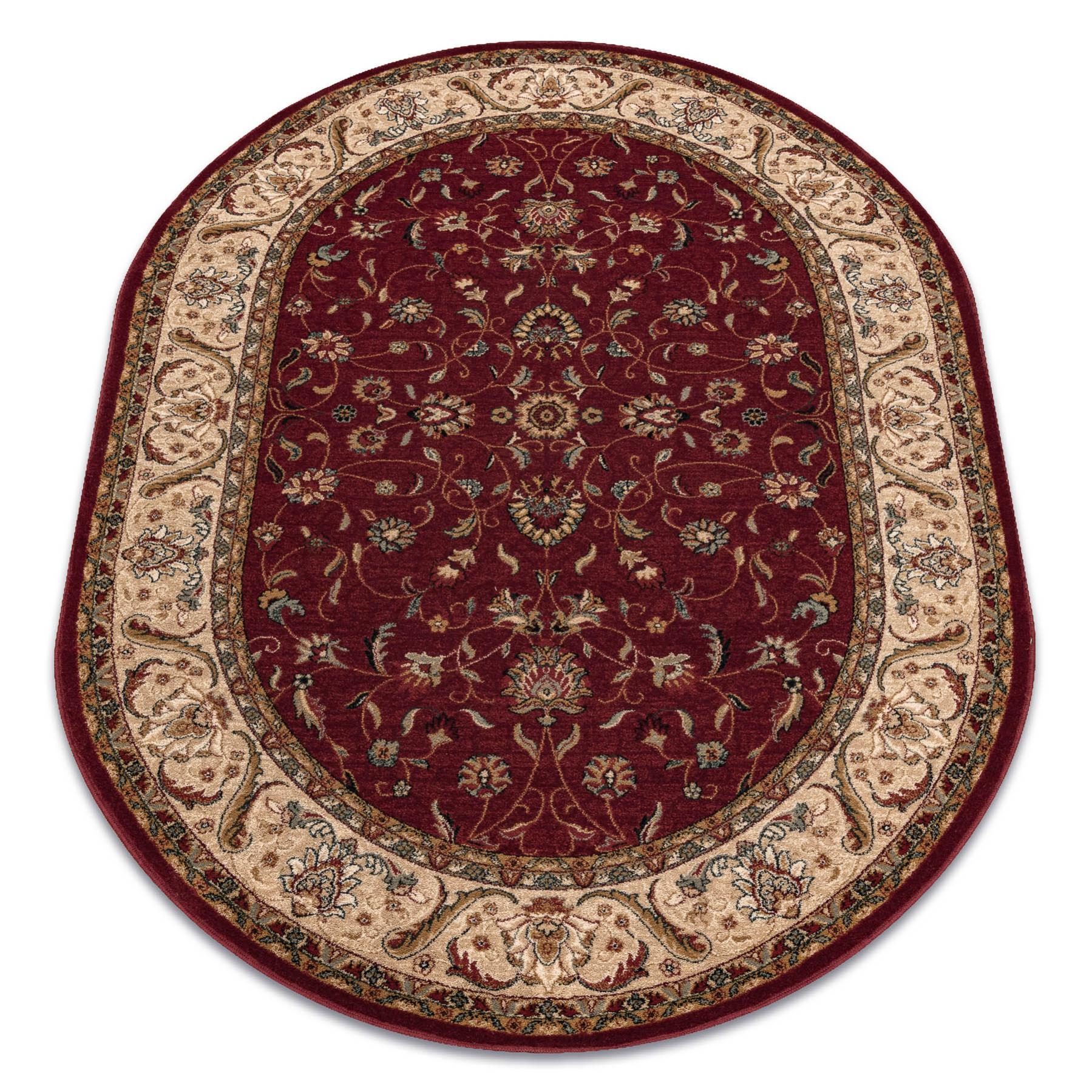 Tappeto di lana OMEGA ovale ARIES fiori rubino 170x235 cm | Leroy Merlin
