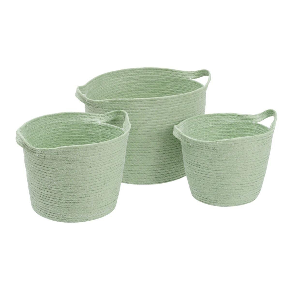 Lot de paniers Corde Vert clair 26 x 26 x 33 cm (3 Pièces) | Leroy Merlin