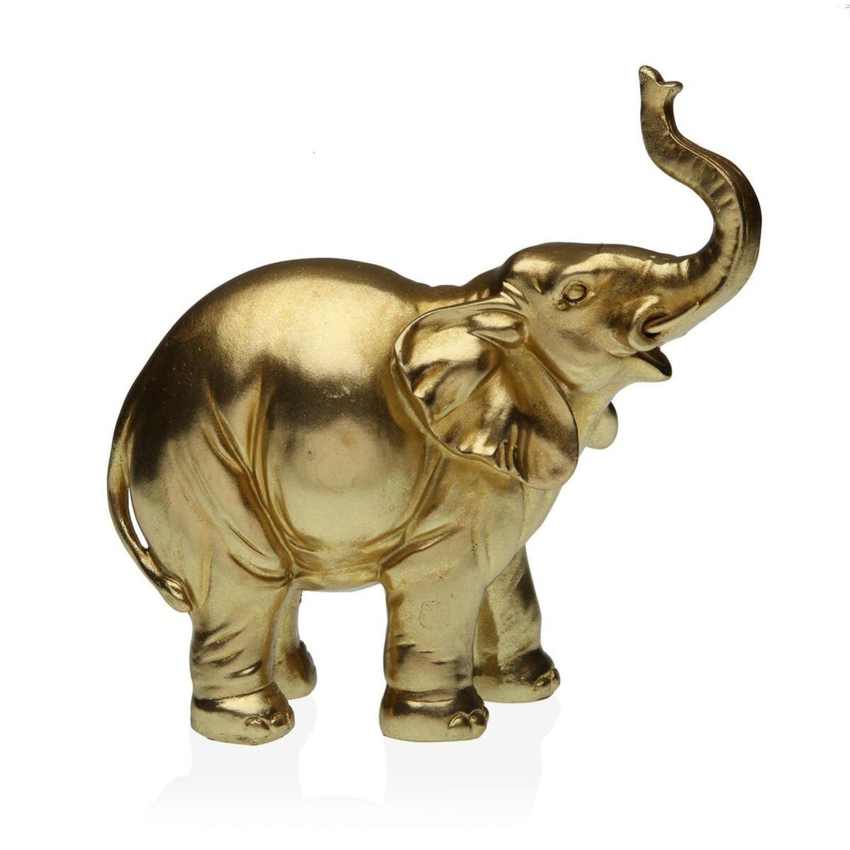 Figura Decorativa Versa Elefante Dorado 19,5 x 19,5 x 8,5 cm Resina ...