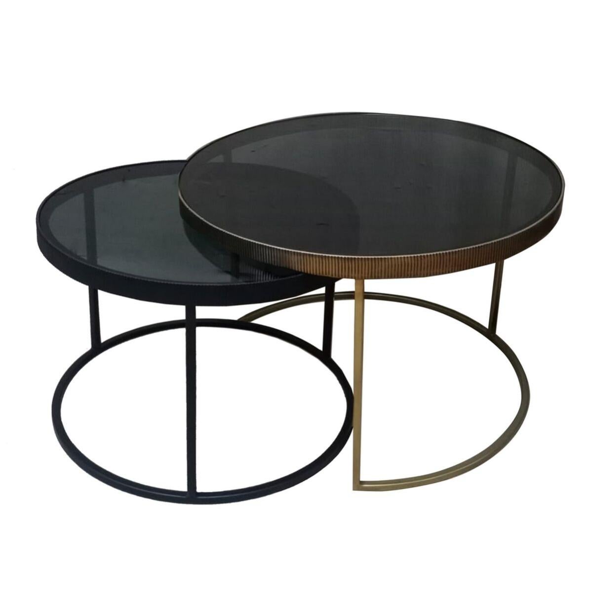 Table Basse 75 x 75 x 50 cm Verre Fer 2 Unités | Leroy Merlin