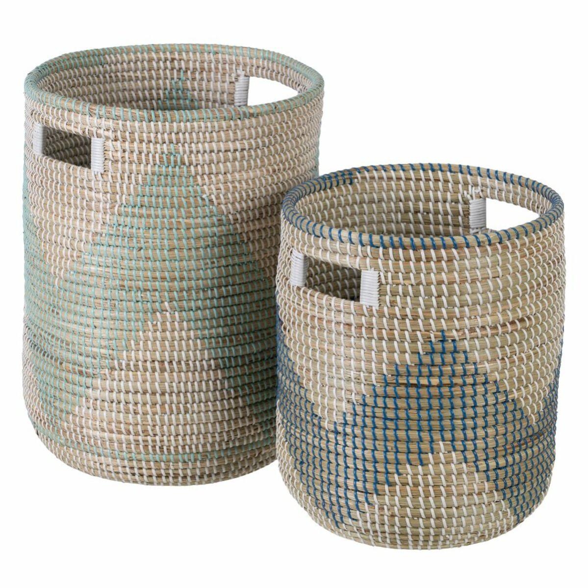 Lot de paniers 38 x 38 x 50 cm Naturel Gris Fibre naturelle (2 Pièces ...