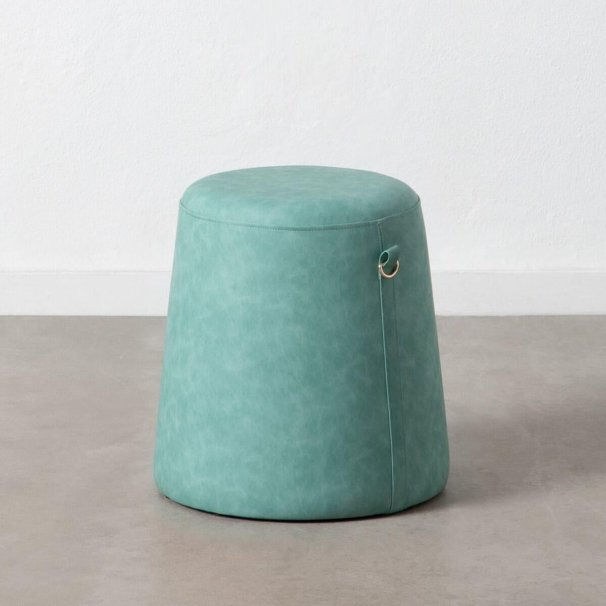 Pouf Bleu Cuir synthétoqie 41 x 41 x 42 cm DMF | Leroy Merlin