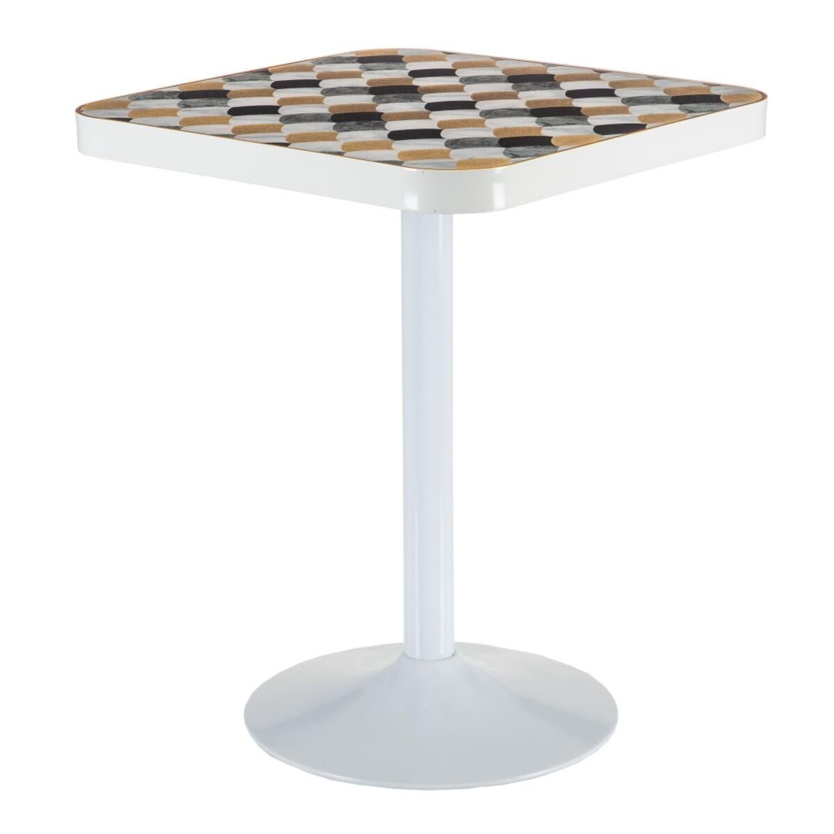 Table d'appoint Doré Métal Blanc PVC 60 x 60 x 75 cm | Leroy Merlin
