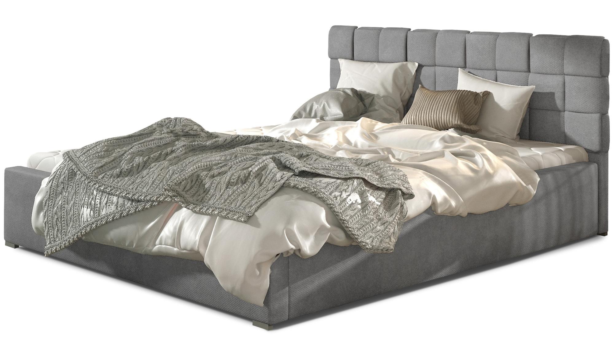 Lit moderne 160x200 capitonné velours gris Kandy | Leroy Merlin