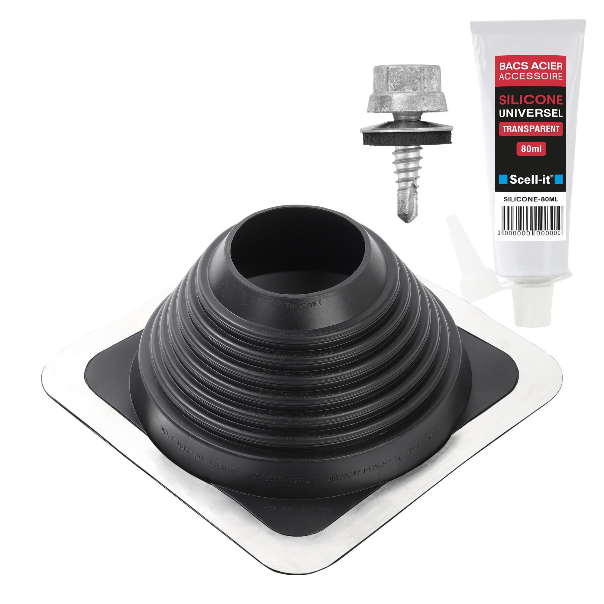 Kit sortie de toiture bac acier EPDM pour conduit Ø121-254 SCELL-IT | Leroy Merlin