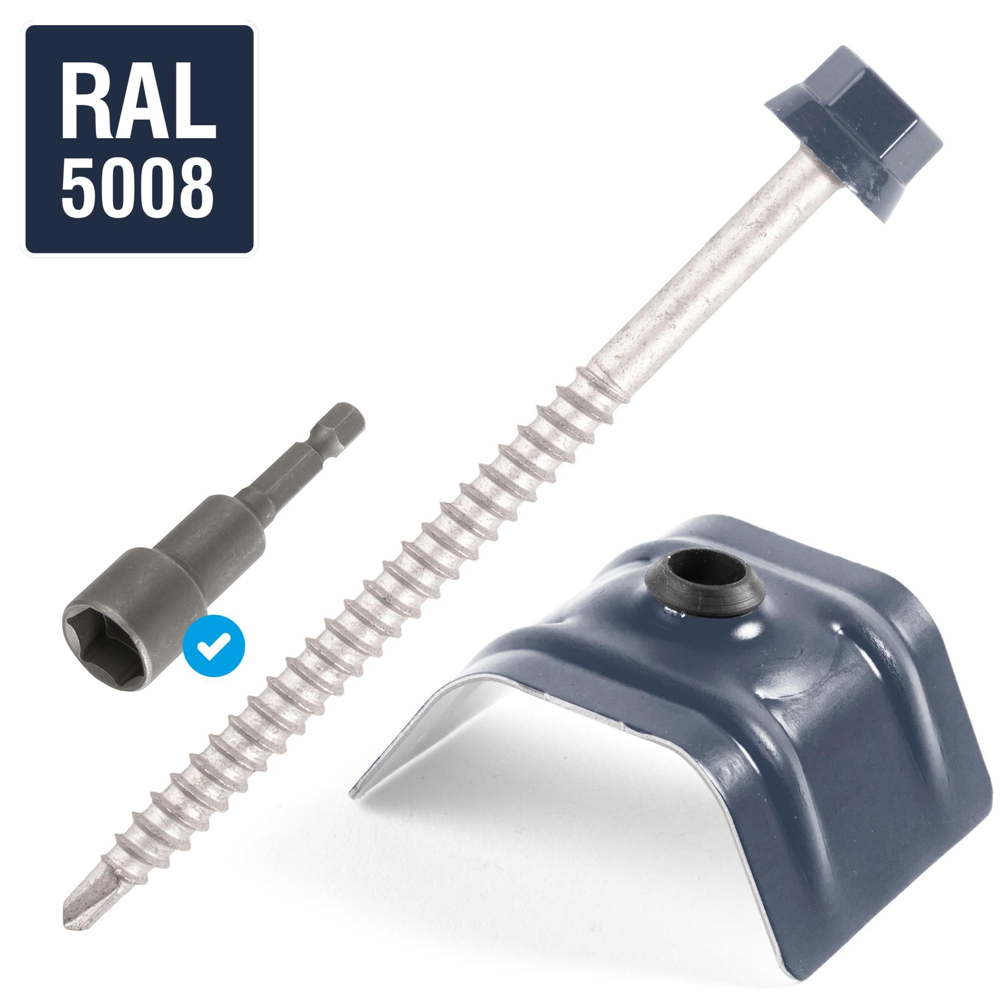 Kit 100 fixations bac acier sur bois Ø6,3 x 100 BLEU RAL5008 SCELL-IT ...
