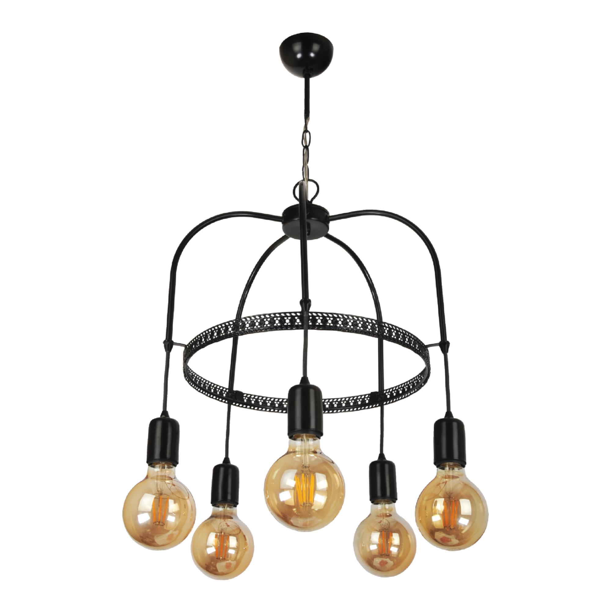 Suspension Llandudno 78 x 43 x 43 cm 5 x E27 noir [lux.pro] | Leroy Merlin