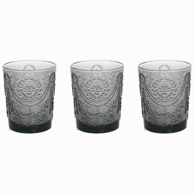 Set 3 Bicchieri da bibita 320 cc in vetro grigio trasparente | Leroy Merlin