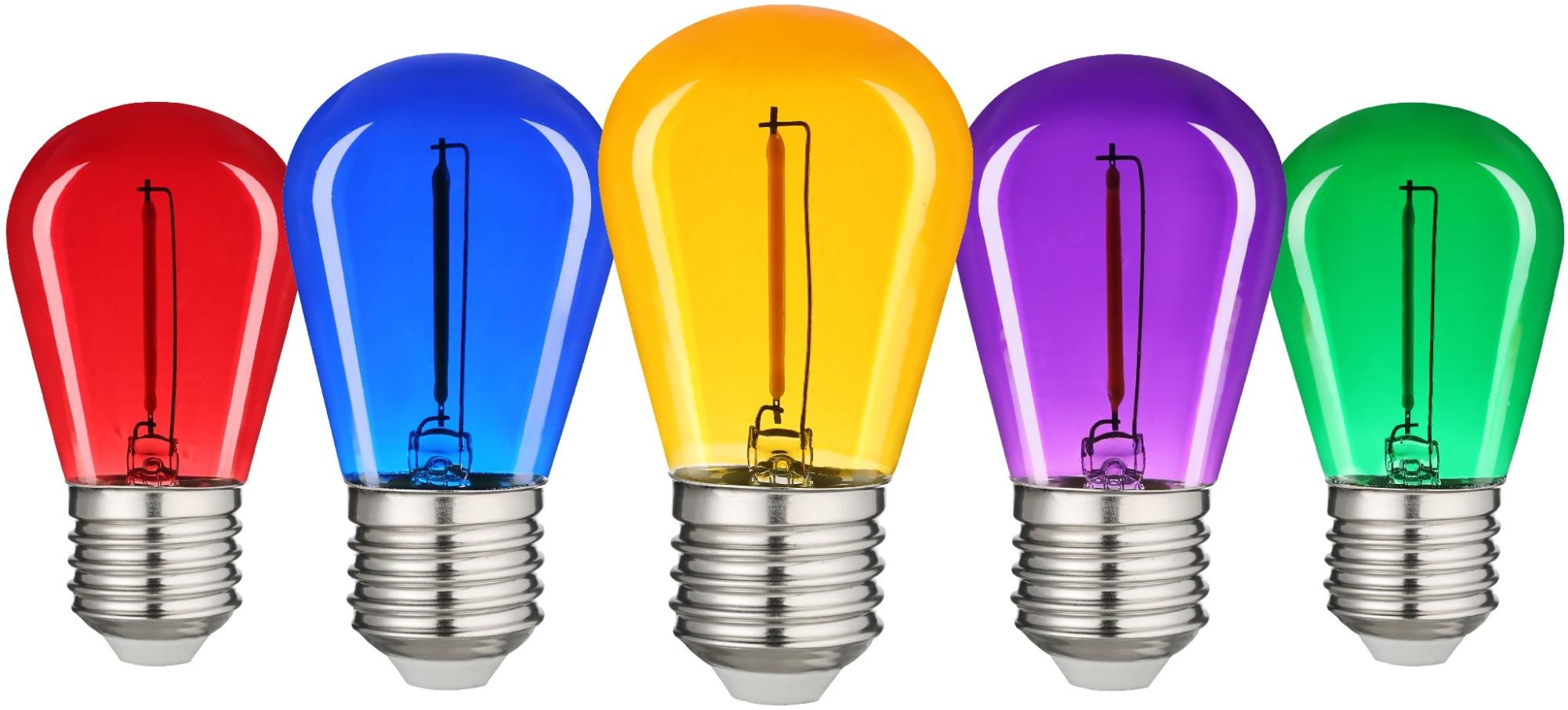 Pack 5 bombillas de colores filamento LED E27 0,6W | Leroy Merlin