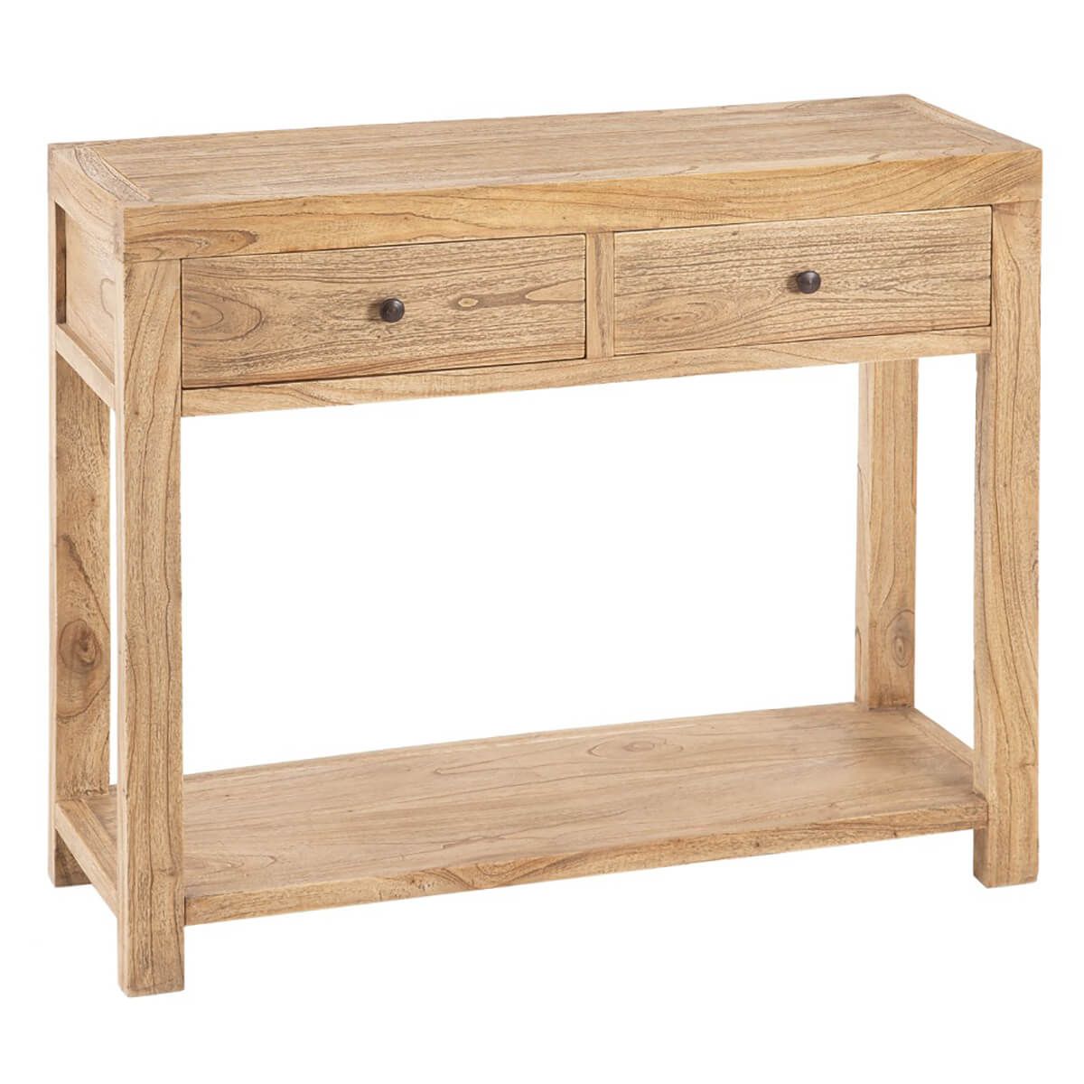 OTTIE - Console 2 Tiroirs Mindi Massif Coloris Naturel | Leroy Merlin