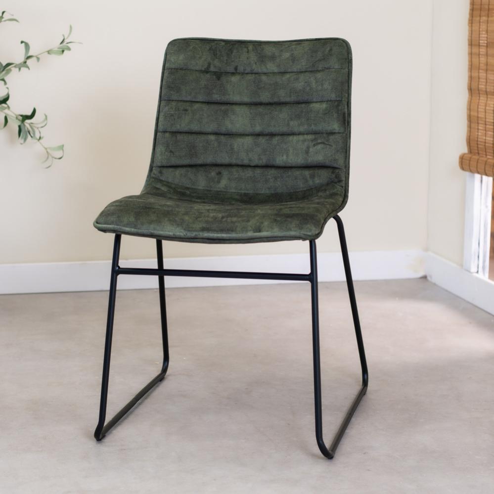 VIENNA Chaise Salle À Manger Industrielle Verte Velours | Leroy Merlin