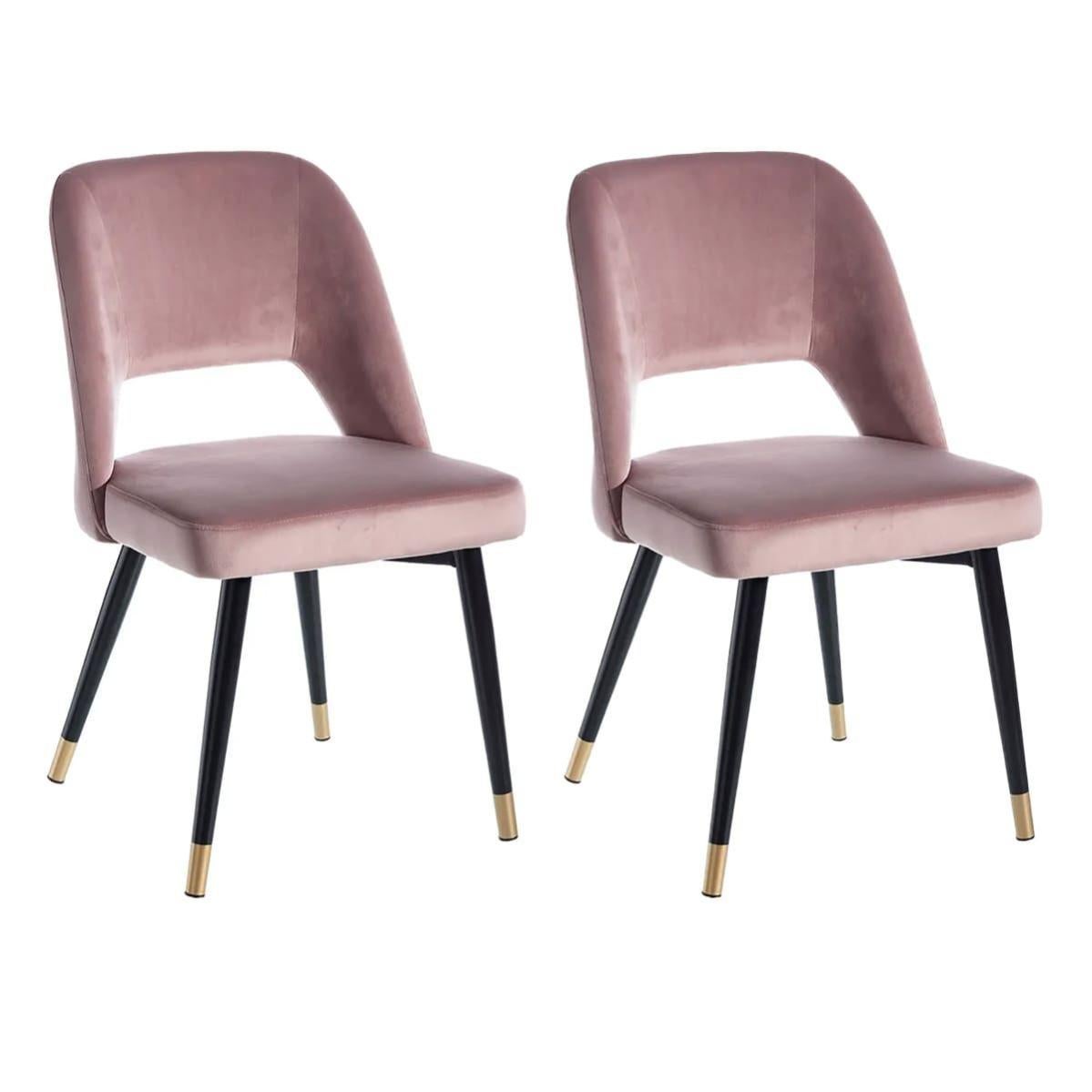 MAJIK - Lot de 2 Chaises Ajourées Velours Rose | Leroy Merlin