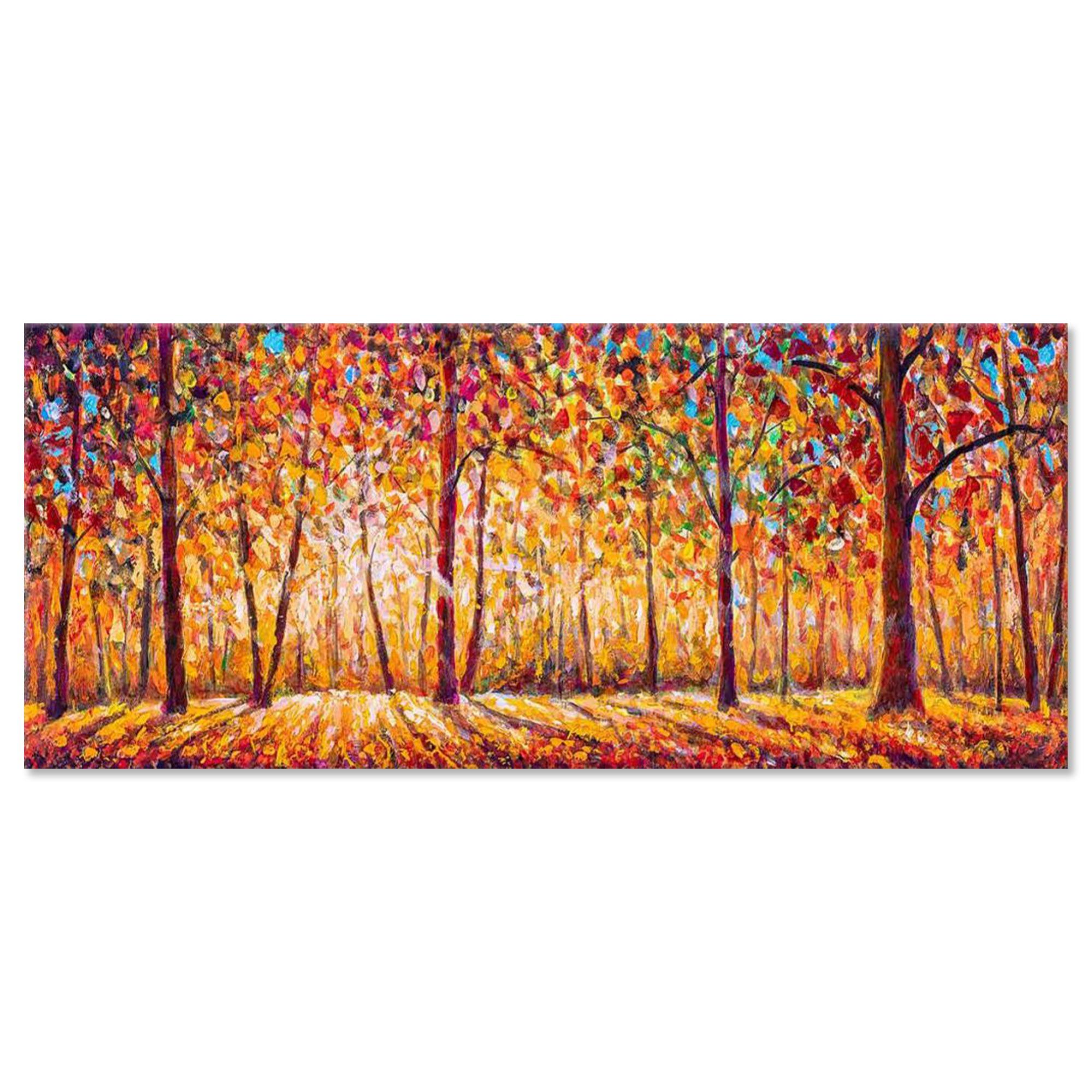 Quadro Moderno con stampa su tela materica a rilievo Bosco in autunno ...