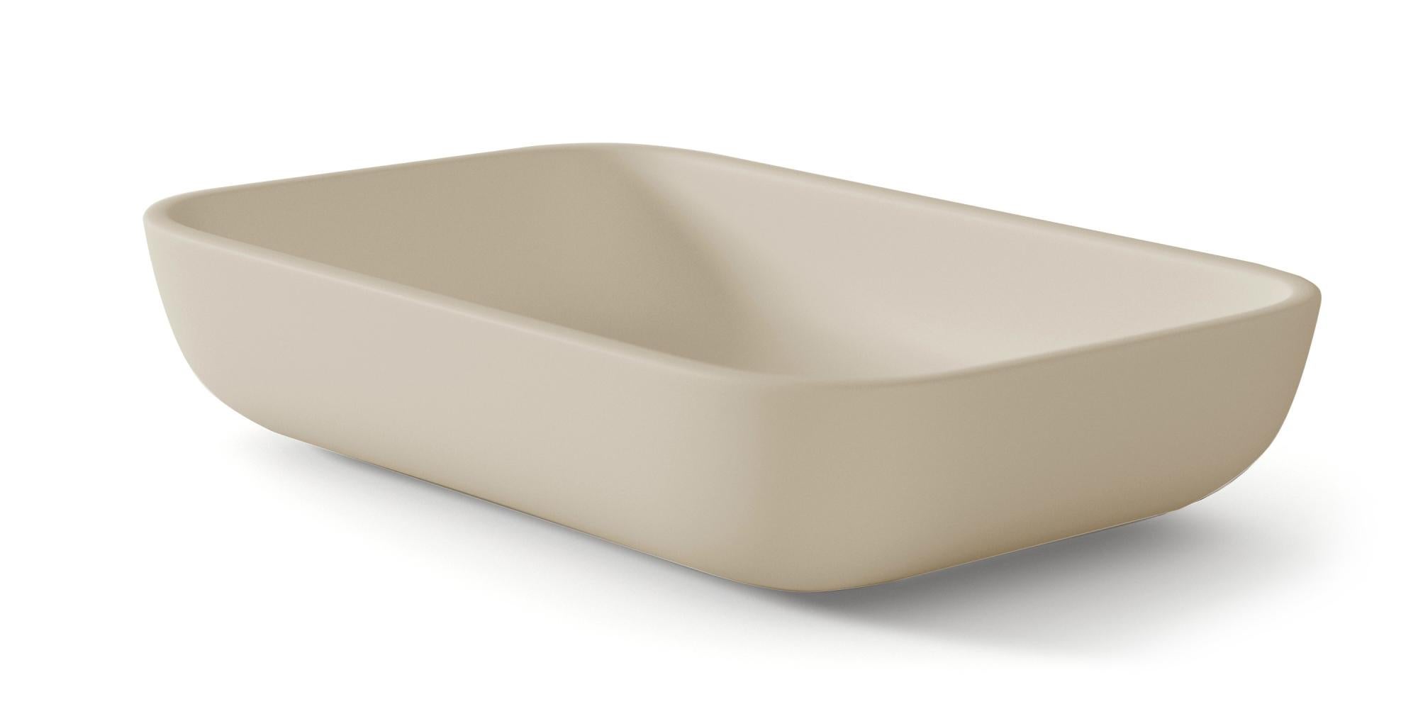 Lavabo Sobre Encimera Baño | 51 x 33cm Beige | Resina Mineral ...