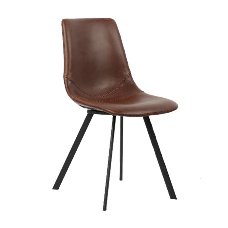 Chaise Oslo simili marron pieds métal - Marron | Leroy Merlin