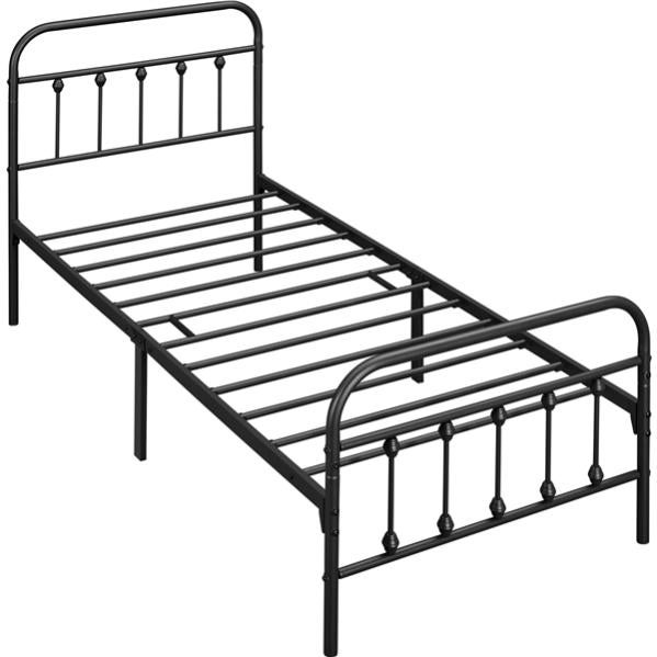 Yaheetech Lit Simple Double en Métal Assemblage Simple 90x200 cm Noir ...