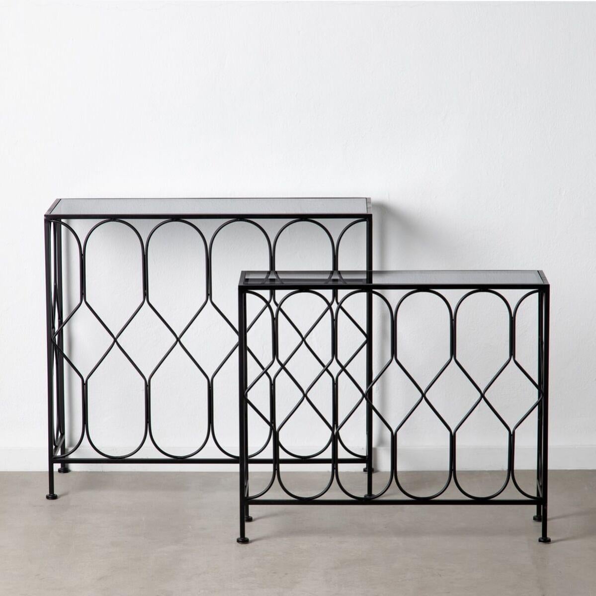 Ingresso 90 x 35 x 80 cm Cristallo Nero Metallo (2 Unità) | Leroy Merlin