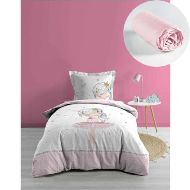 Pack Parure De Couette Enfant 140x200 Cm Pte étoile Drap Housse