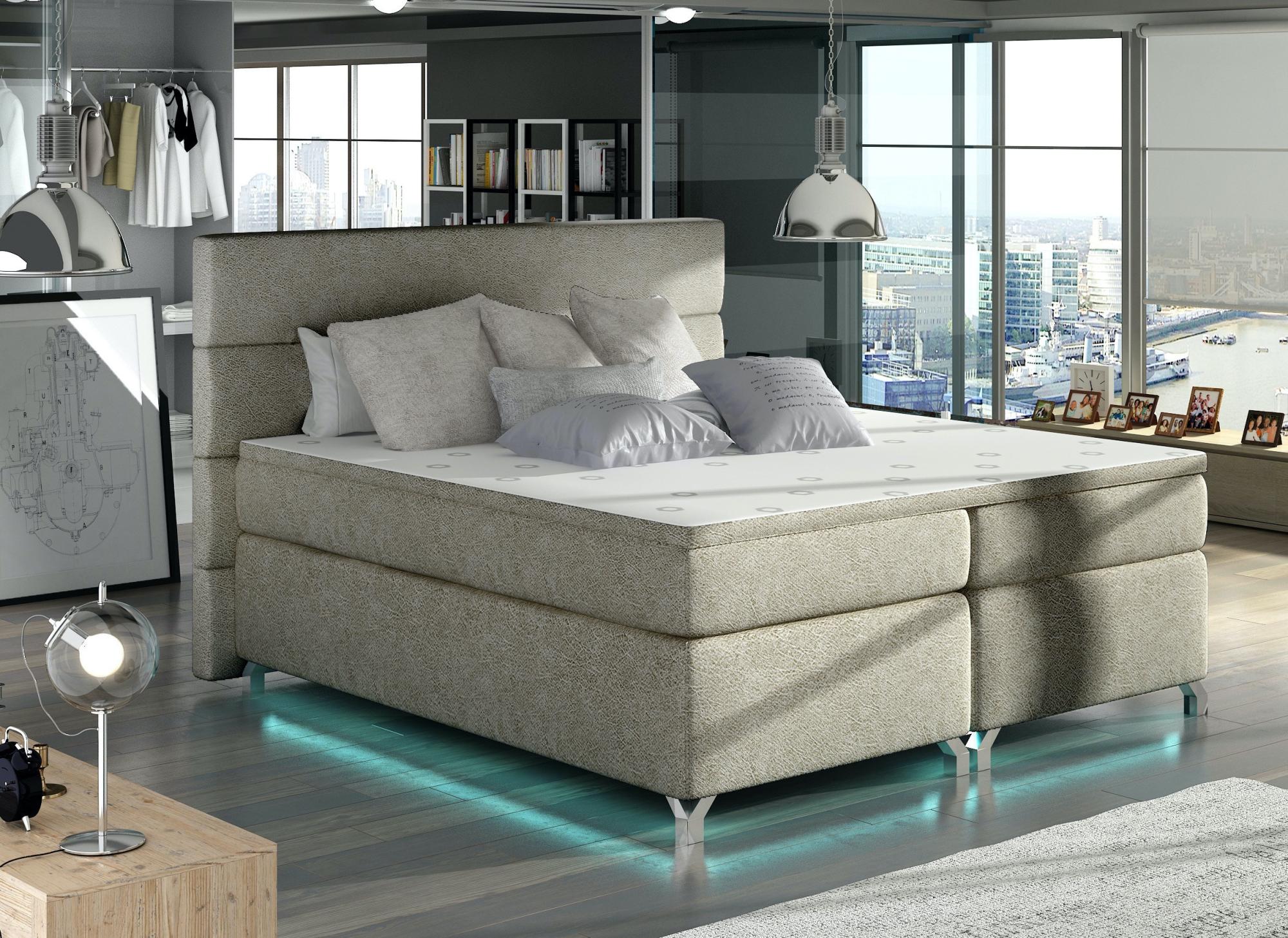 Lit boxspring 140x200 tissu beige Mador | Leroy Merlin