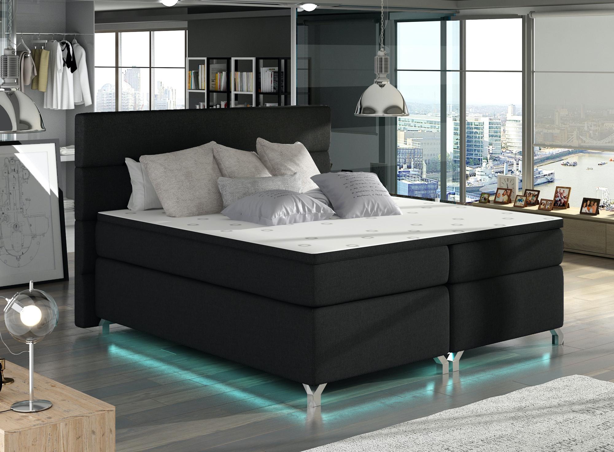 Lit boxspring 160x200 tissu noir Mador | Leroy Merlin