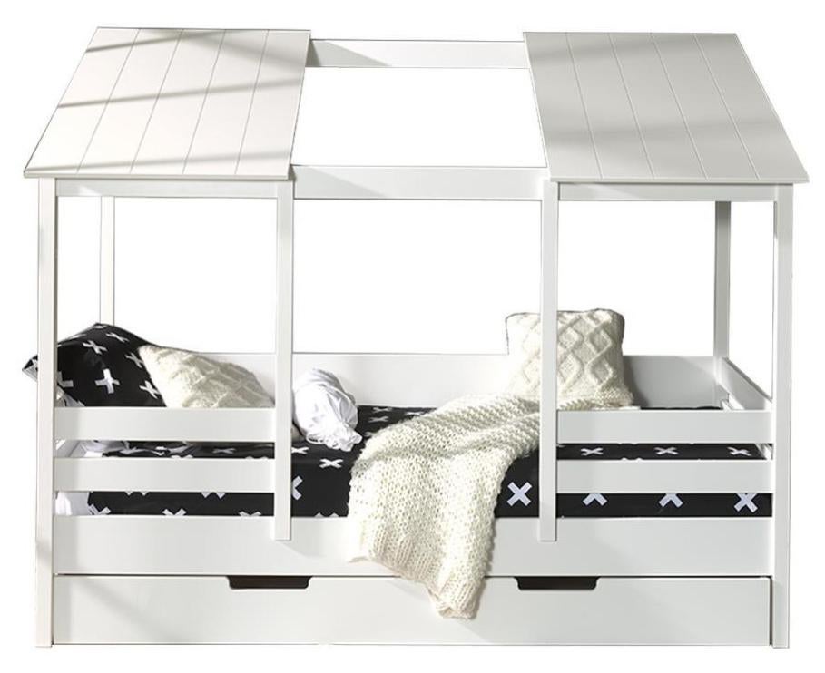 Lit cabane gigogne 90x200 cm pin massif blanc Remis | Leroy Merlin