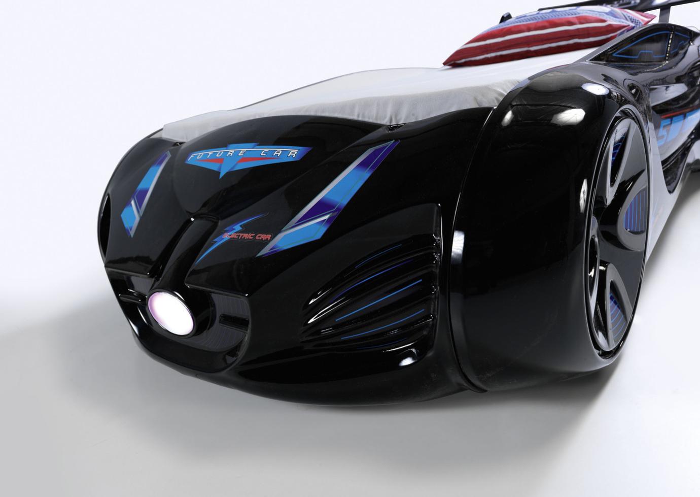 Lit voiture enfant futuriste noir à Led avec effets sonores 90x190 cm ...
