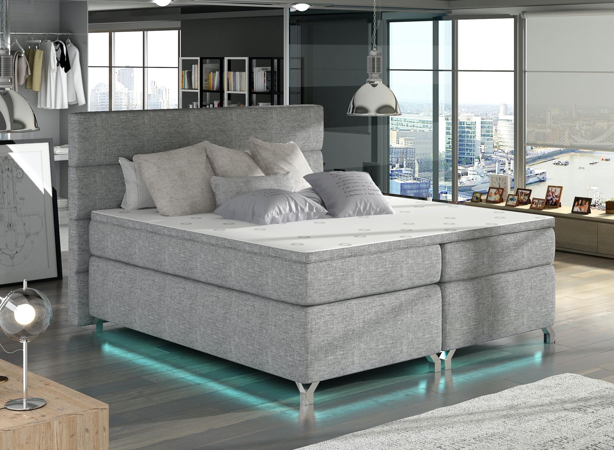 Lit boxspring 180x200 tissu gris clair Mador | Leroy Merlin