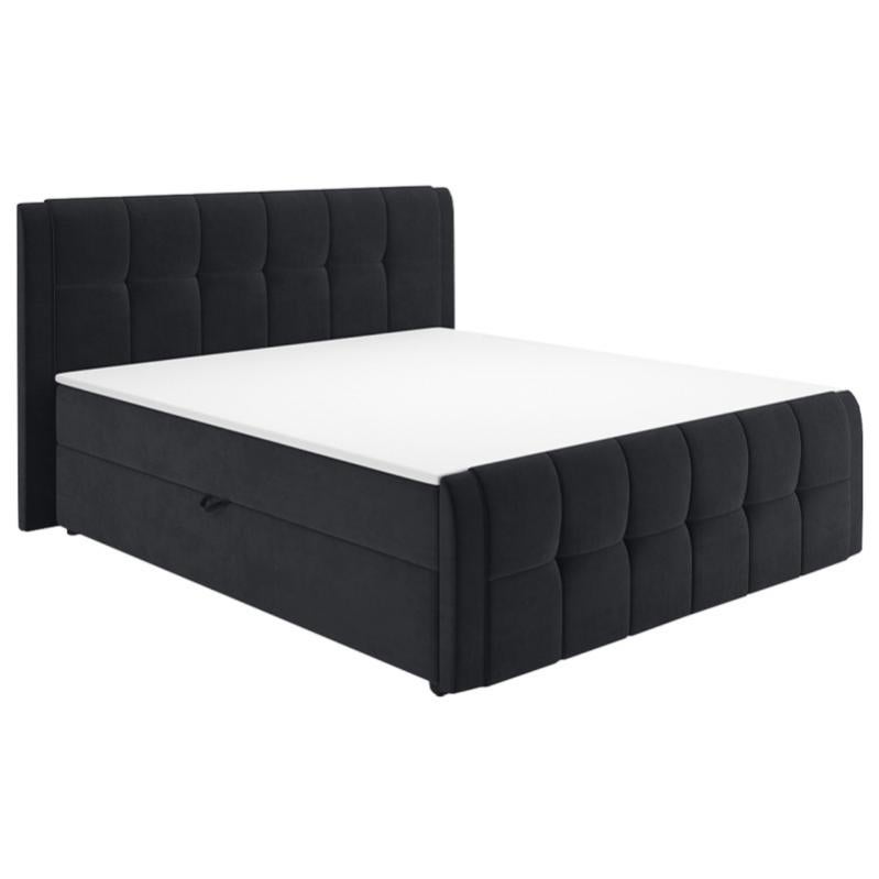 Lit boxspring 180x200 cm anthracite 2 rangements - RIVEN | Leroy Merlin