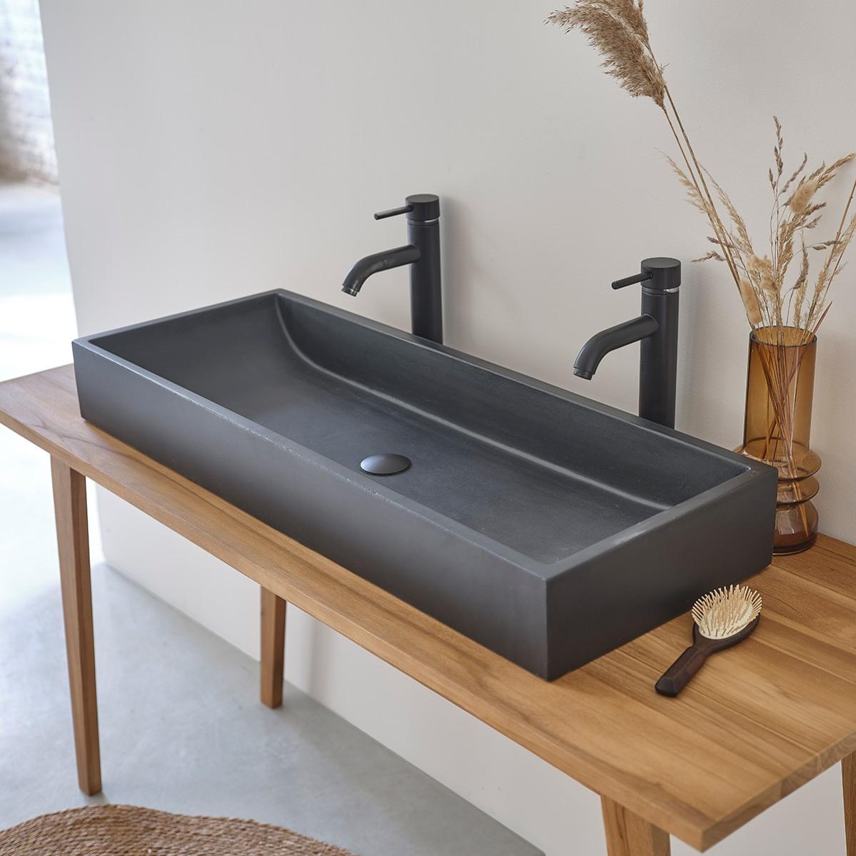 Vasque en béton noir 100 cm | Leroy Merlin