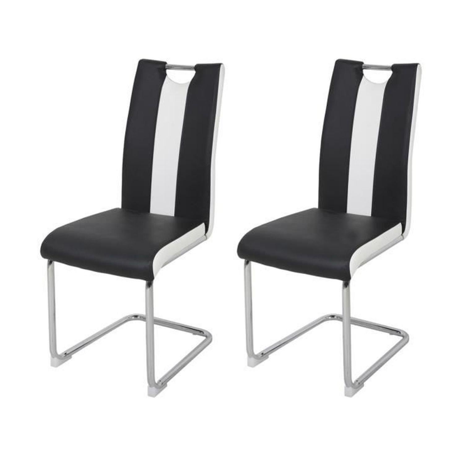 LEON 2 chaises - Simili blanc et noir - 55 x 45 x 99 cm - AUCUNE ...