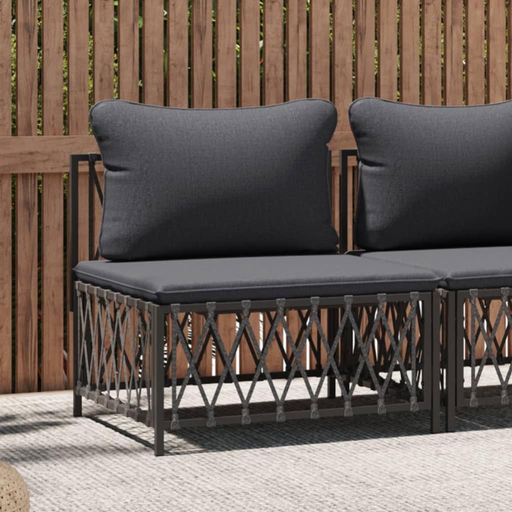 Canapé central de jardin avec coussins anthracite tissu tissé vidaXL ...