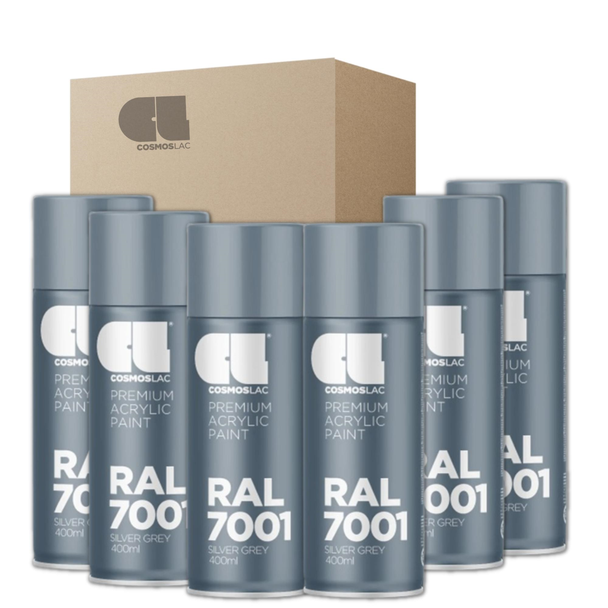 6 x SPRAY PREMIUM ACRYLIC BRILLANTE RAL COSMOS LAC 400 ML - RAL 7001 ...
