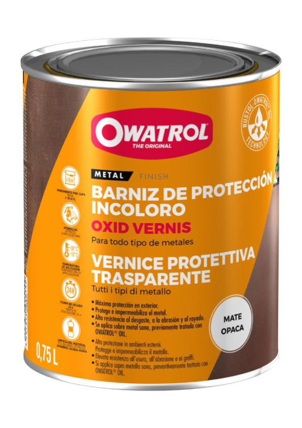 BARNIZ PARA METALES UV MATE INCOLORO OWATROL 750 ML | Leroy Merlin