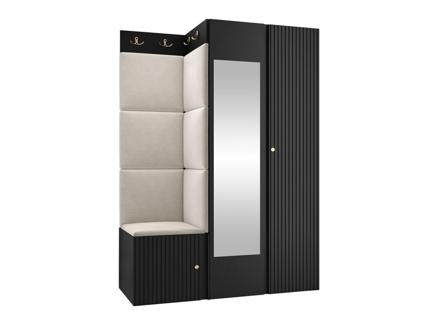 Meuble d'entrée Hartford 388, 186x116x46cm, Mirror, Brun clair, Noir ...