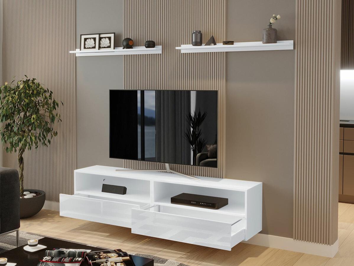 Set mobili soggiorno Hoover 107, Bianco, Bianco lucido, Con singole ...